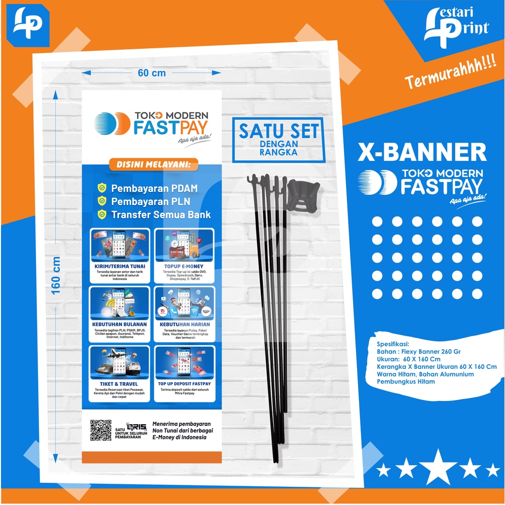 Jual X BANNER FASTPAY / SATU SET DENGAN RANGKA X BANNER / BANNER TOKO ...