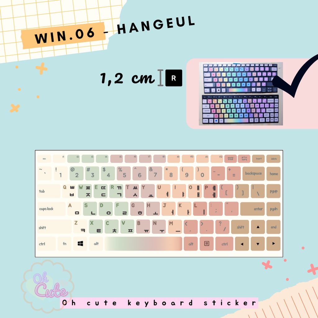 Jual Korean Hangul Keyboard Sticker for Windows Aesthetic Palette Color ...