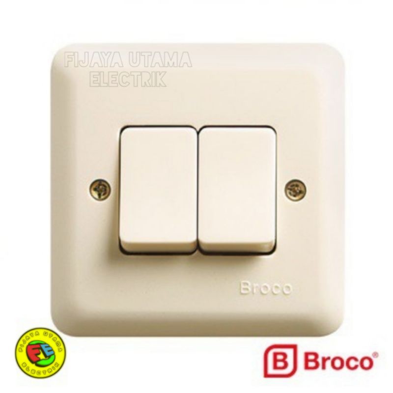 Jual FUE - Broco Saklar Seri 2 Gang 1 Way New Gee Cream Sakelar Double ...