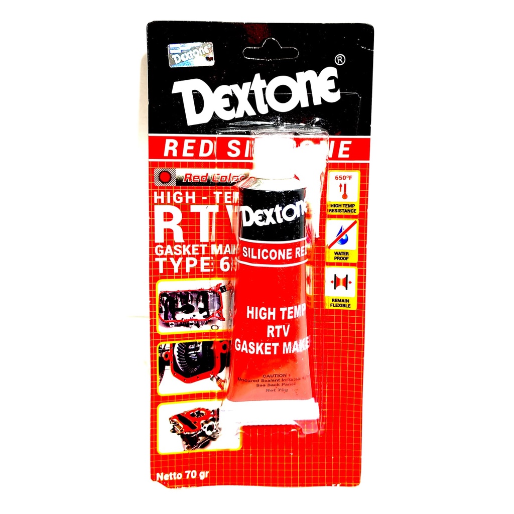 Jual LEM DEXTONE RED SILICONE HITEMP KACA KAYU KERAMIK METAL PLASTIK 70 ...