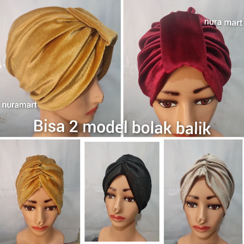 Jual Turban pesta instan bahan bludru premium ( Nurasocks) | Shopee ...