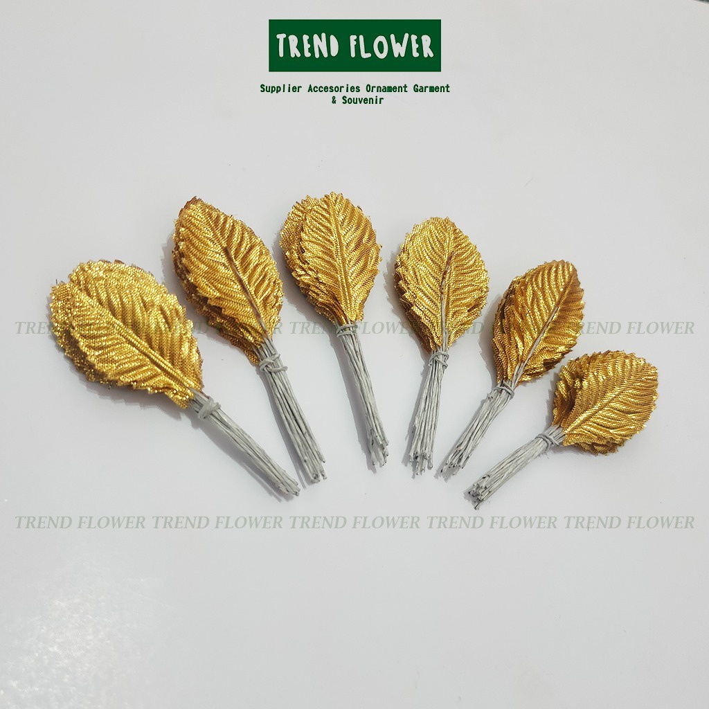 Jual Manik-Manik Daun Emas Tangkai Bahan Satin Dekorasi Hiasan Hampers ...