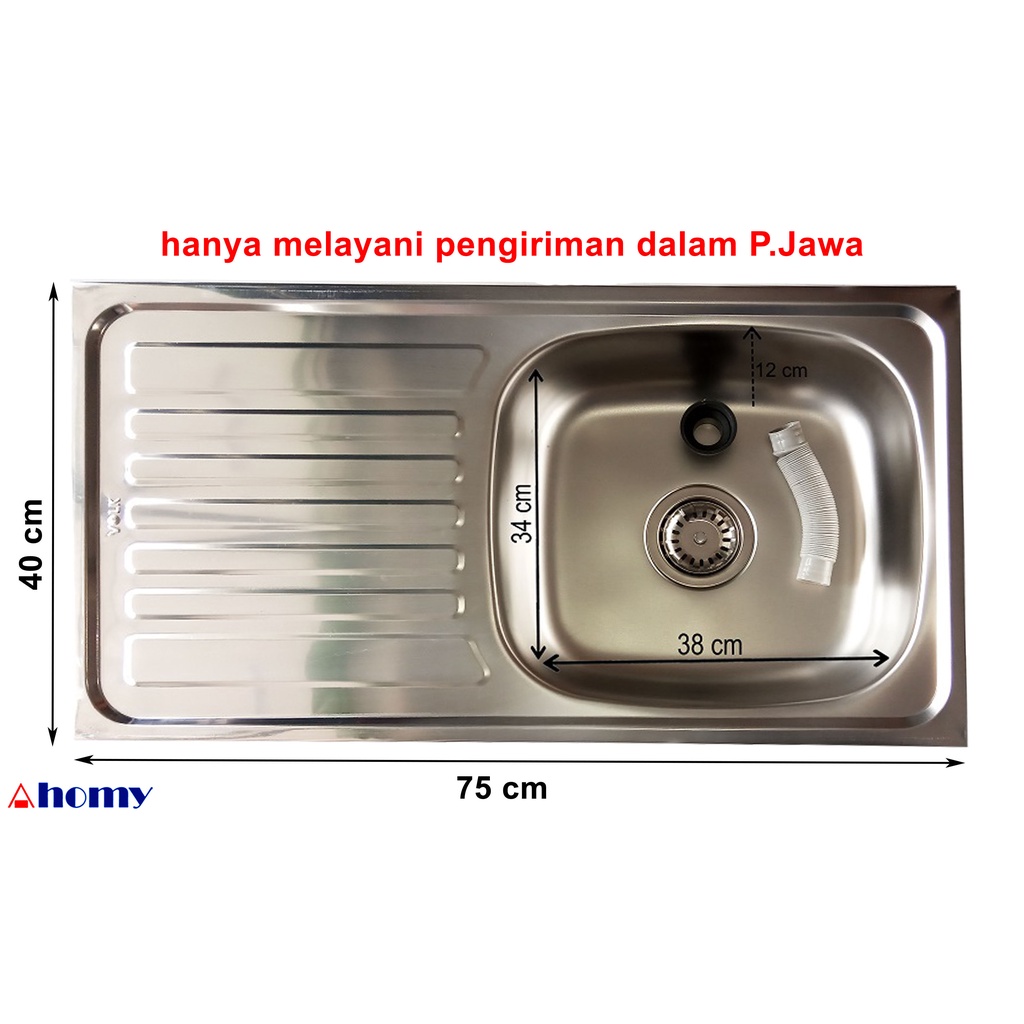 Jual bak cuci piring 1 lubang volk sayap ws7540 7540 (wastafel dapur ...