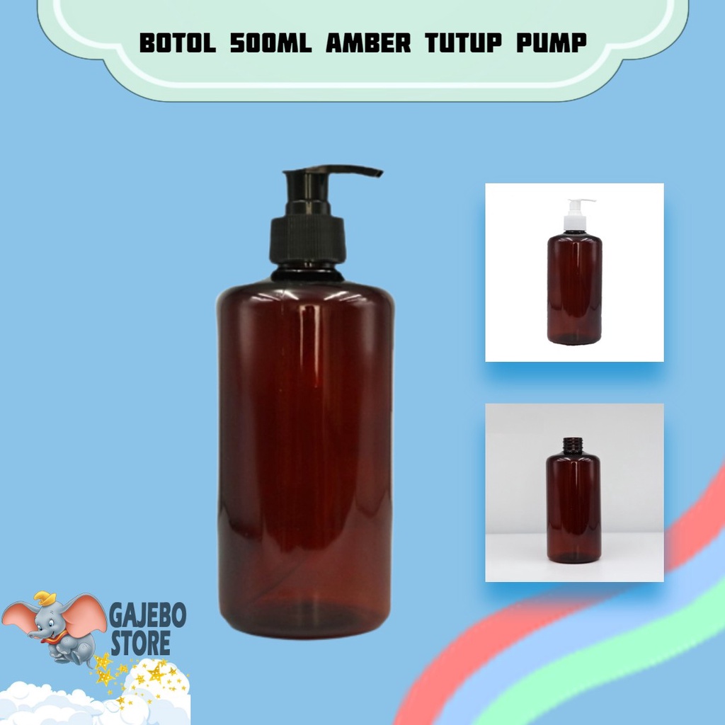 Jual GAJEBO - BOTOL COKLAT AMBER 500ML TUTUP PUMP TEBAL DAN KERAS / BOTOL SABUN / BOTOL HAND ...
