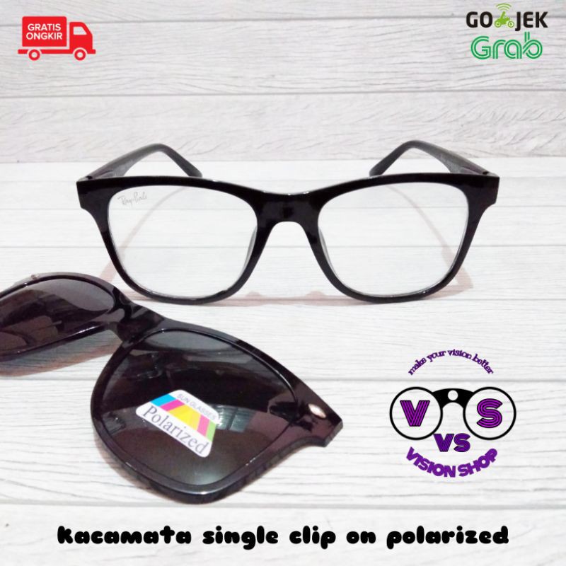 Jual kacamata frame single clip on magnet hitam polarized | Shopee ...