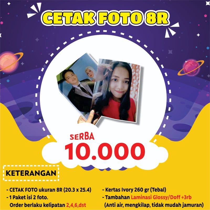 Jual CETAK FOTO 8R (20.3×25.4) HASIL CETAK TAJAM, ANTI LUNTUR, & TEBAL | Shopee Indonesia
