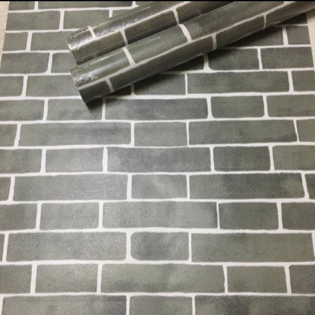 Jual WALLPAPER DINDING STICKER BATU BATA ABU GARIS PUTIH | Shopee Indonesia
