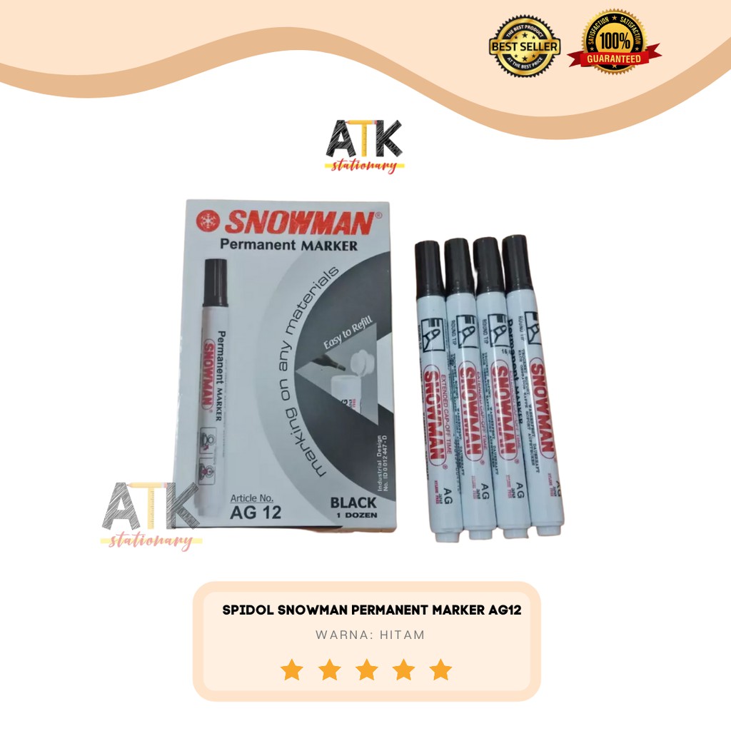 Jual Spidol Snowman AG12 Permanent Marker AG-12 atk | Shopee Indonesia