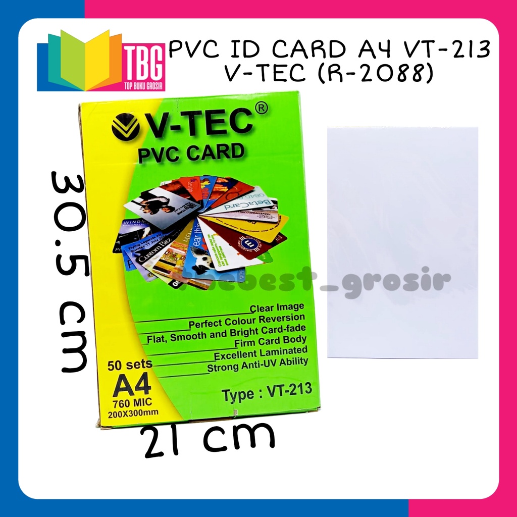 Jual 1 PCS PVC ID CARD A4 VT-213 V-TEC / BAHAN ID CARD (R-2088) | Shopee Indonesia