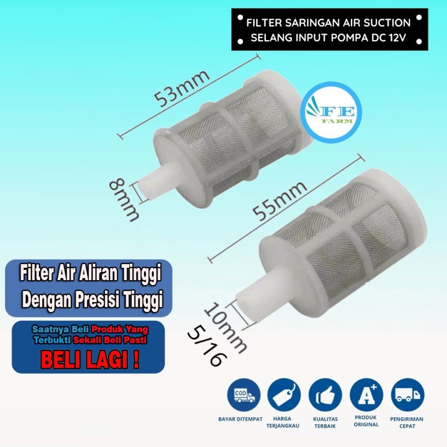 Jual ayabdg FILTER SARINGAN AIR SUCTION SELANG INPUT POMPA DC 12V 10MM ...