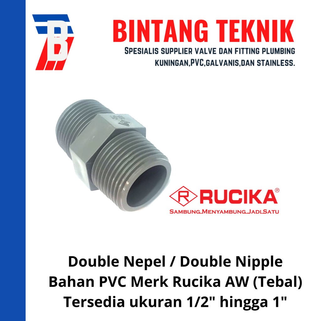 Jual Double Nepel / Double Nipple 1/2" inch PVC Rucika AW (Tebal) | Shopee Indonesia