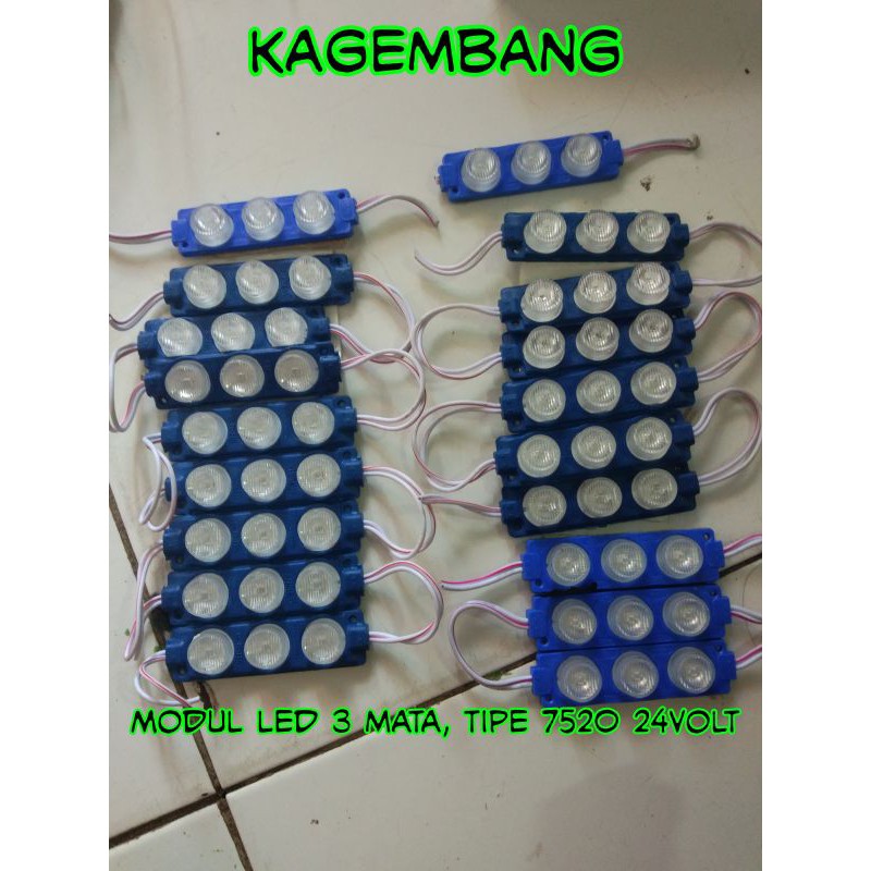 Jual lampu led Modul 3 mata, tipe 7520 24volt warna biru | Shopee Indonesia