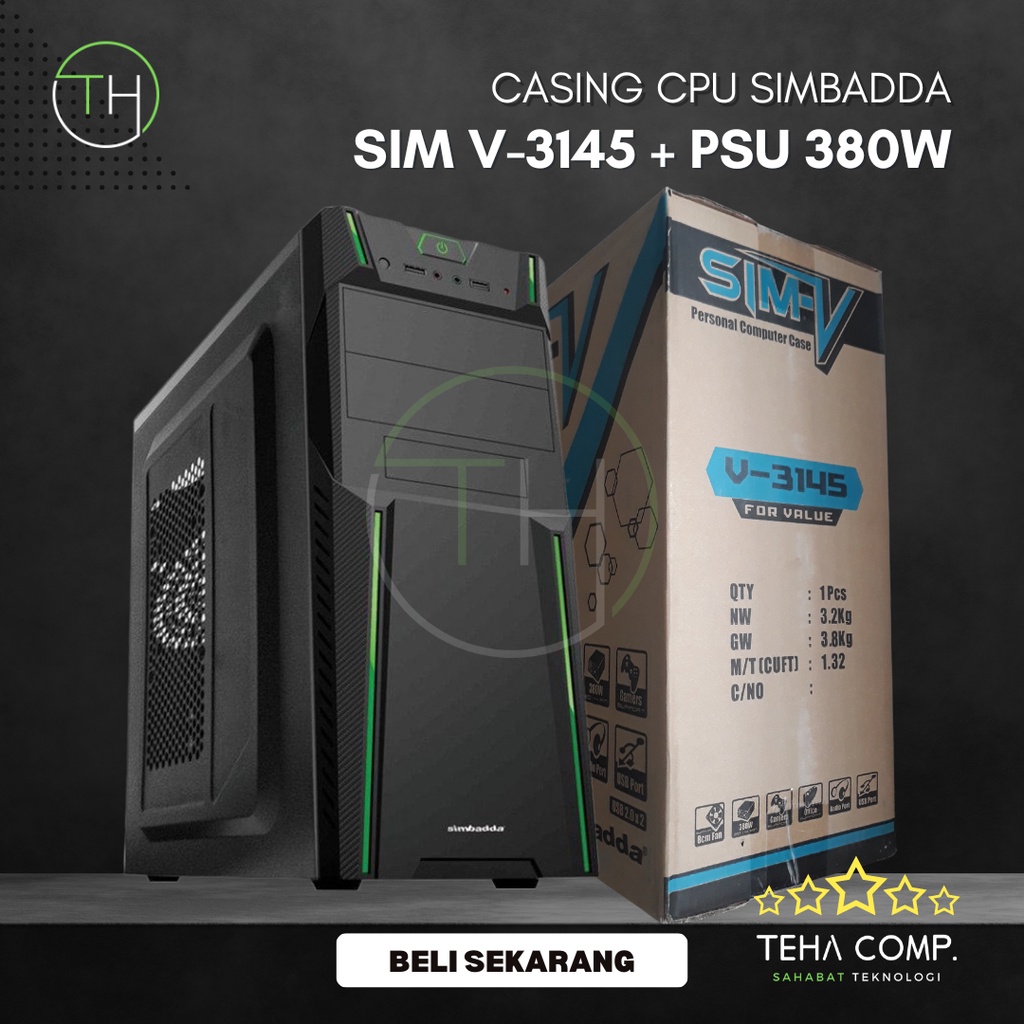 Jual Case Komputer CPU Casing PC Plus PSU Power Supply 380W Simbadda ...