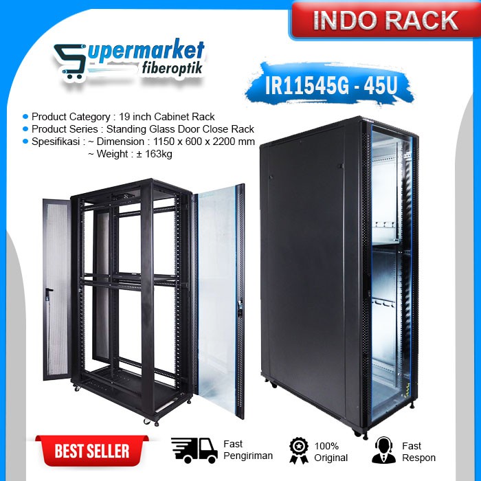 Jual INDORACK Rack Server Standing Close Rack 45U Perforated Door ...