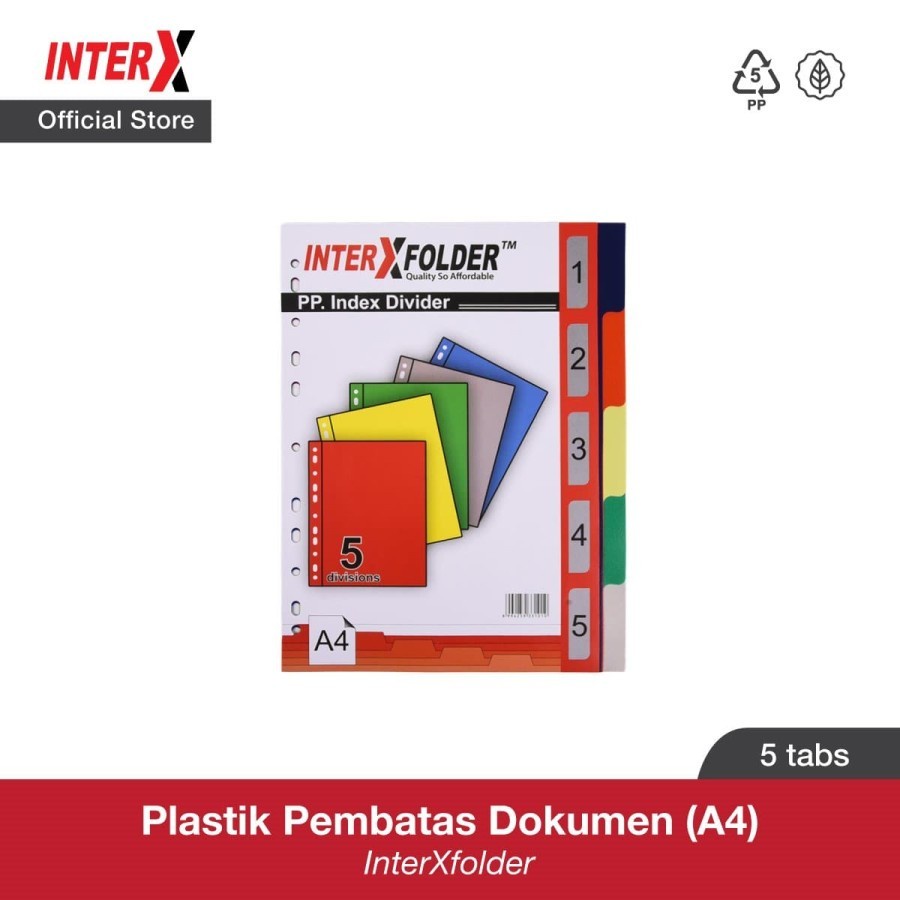 Jual INTERX Divider A4 5 TAB / Index A4 Inter X Warna 5 Sekat ...