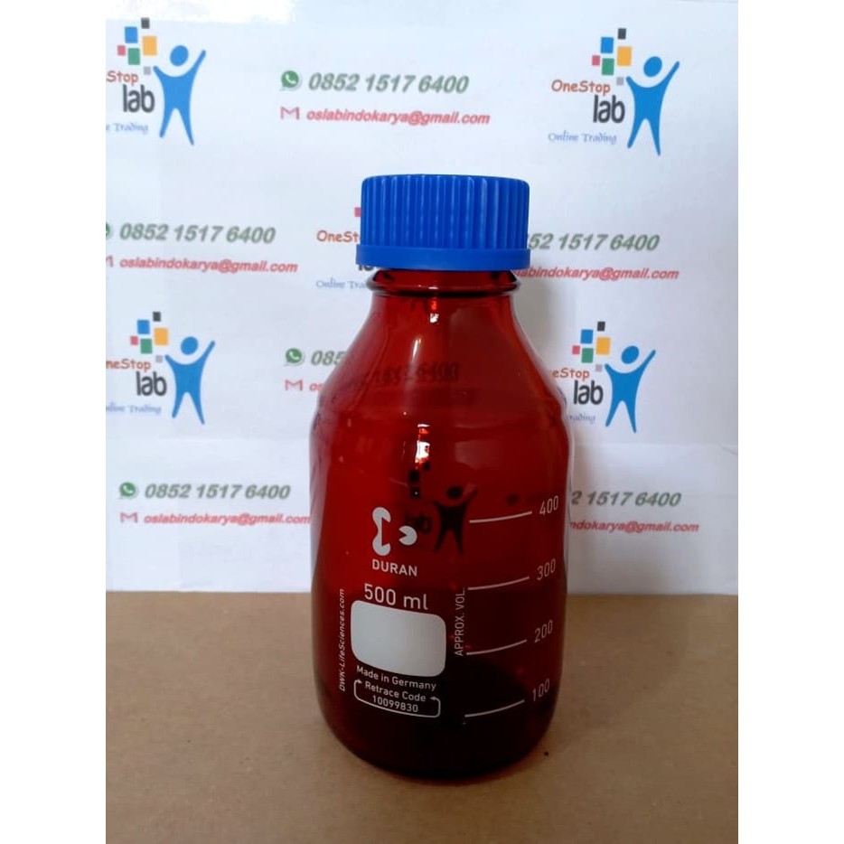 Jual DURAN Laboratory Bottle 500 ml amber Botol media Lab coklat ...