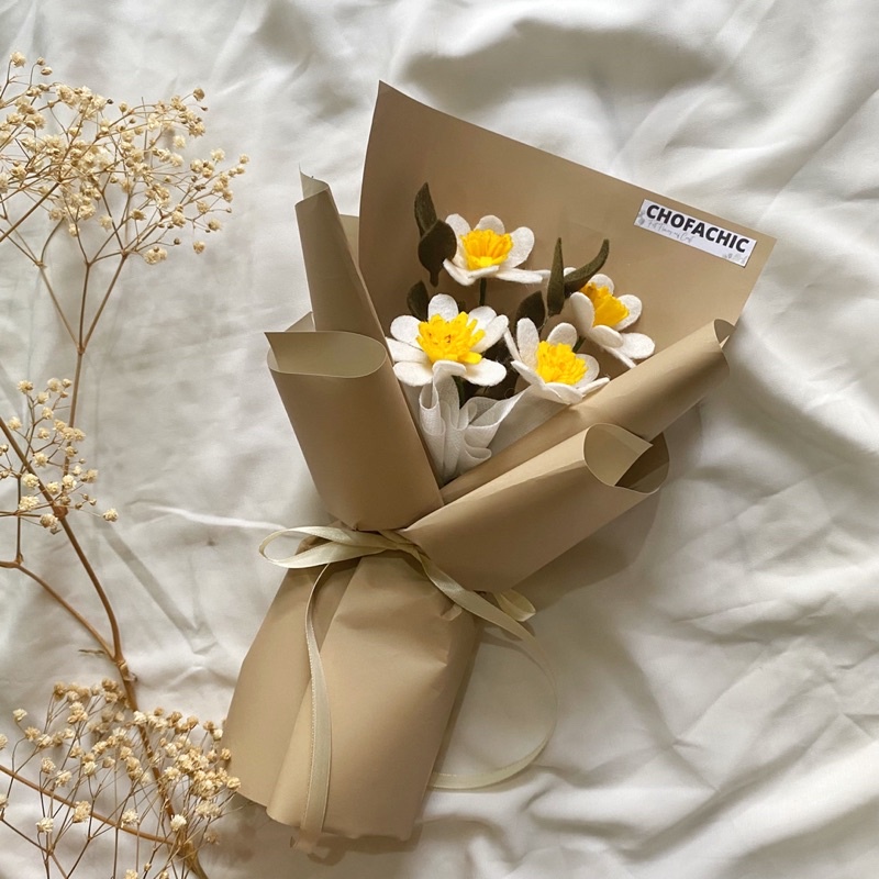 Jual Buket Bunga Daisy Flanel - Free Kartu Ucapan | Shopee Indonesia
