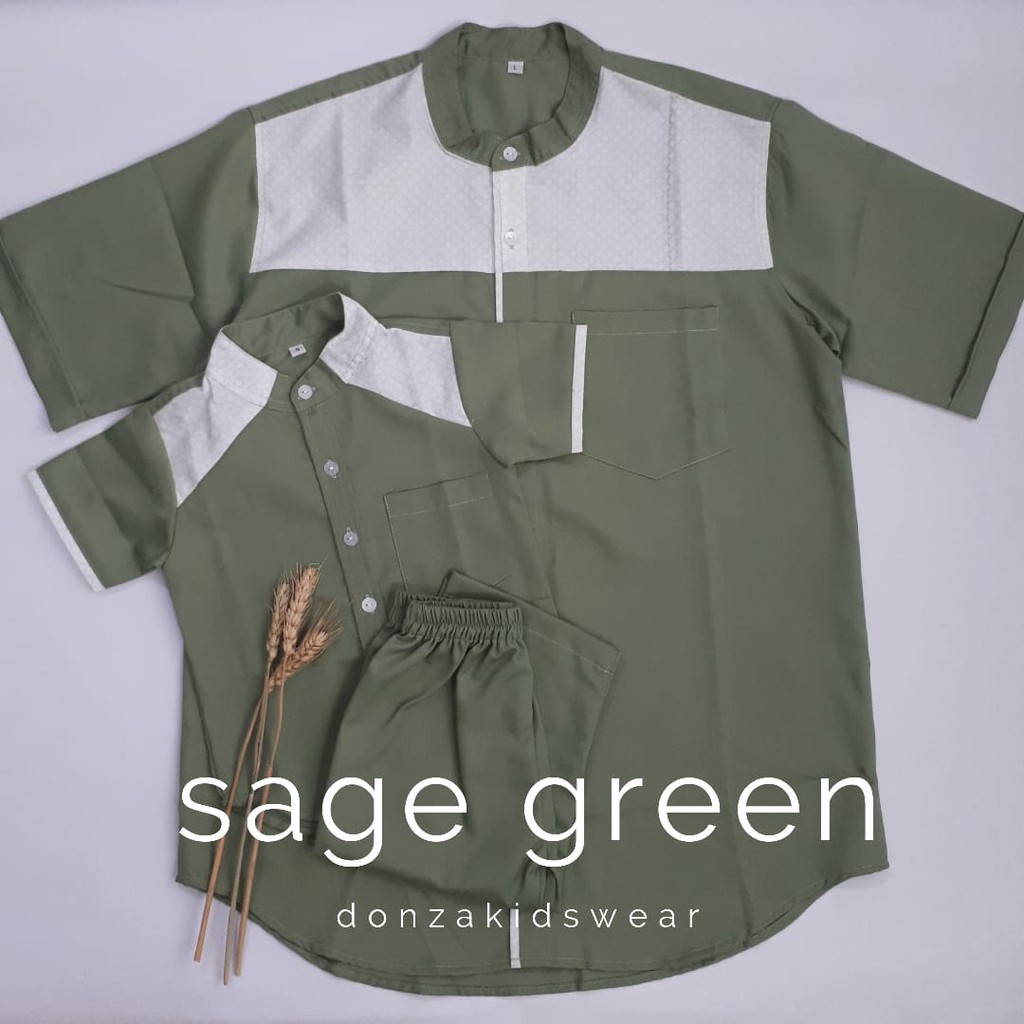 Jual Koko Couple Ayah Anak Reject Minor Toyobo Sage Green / Hijau Pupus ...