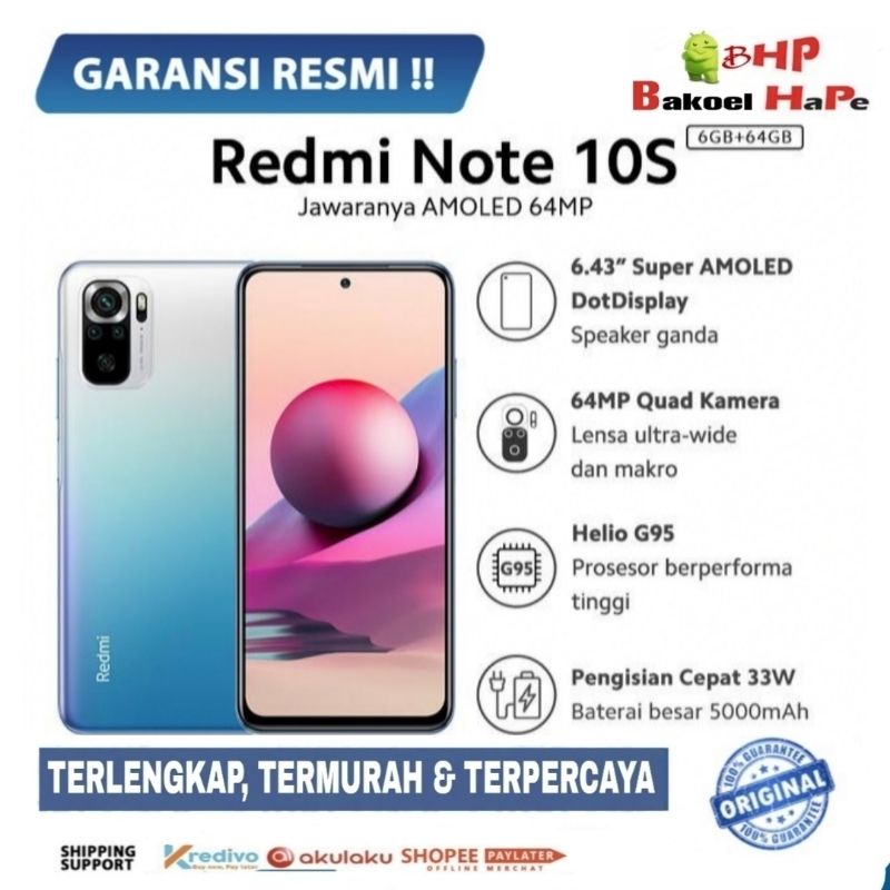Jual Xiaomi Redmi Note 10s NFC 8/128 Ram 8GB Internal 128GB Garansi ...