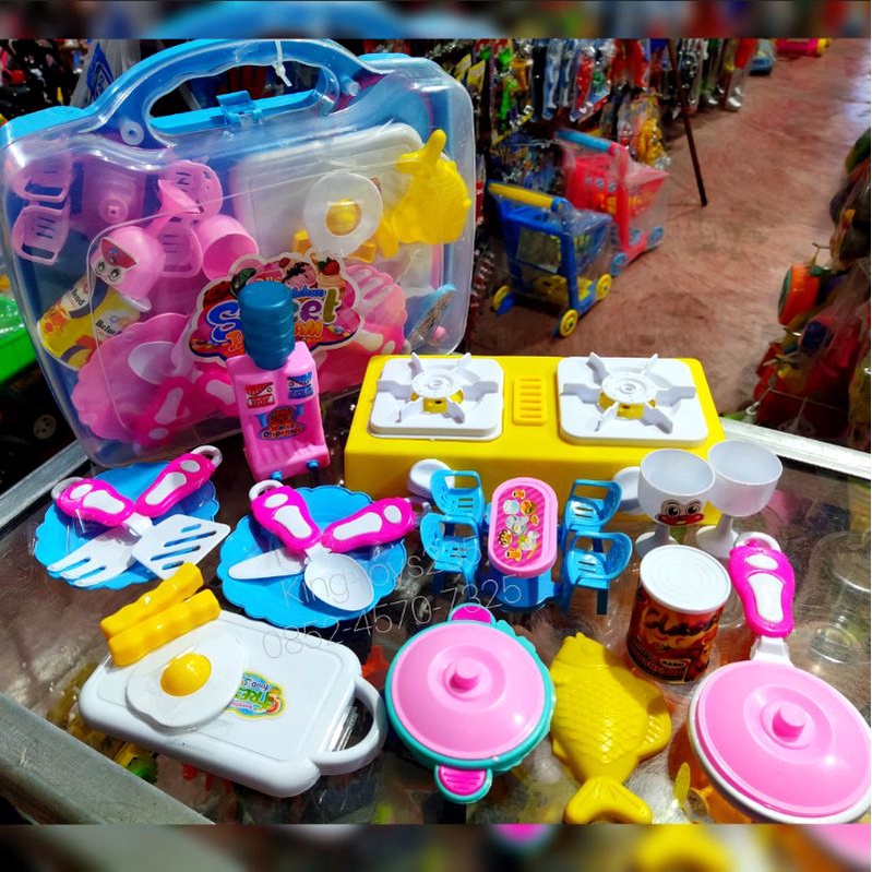 Jual Mainan Anak Masak Masakan Tas Koper Kompor Besar Dispenser Kitchen ...
