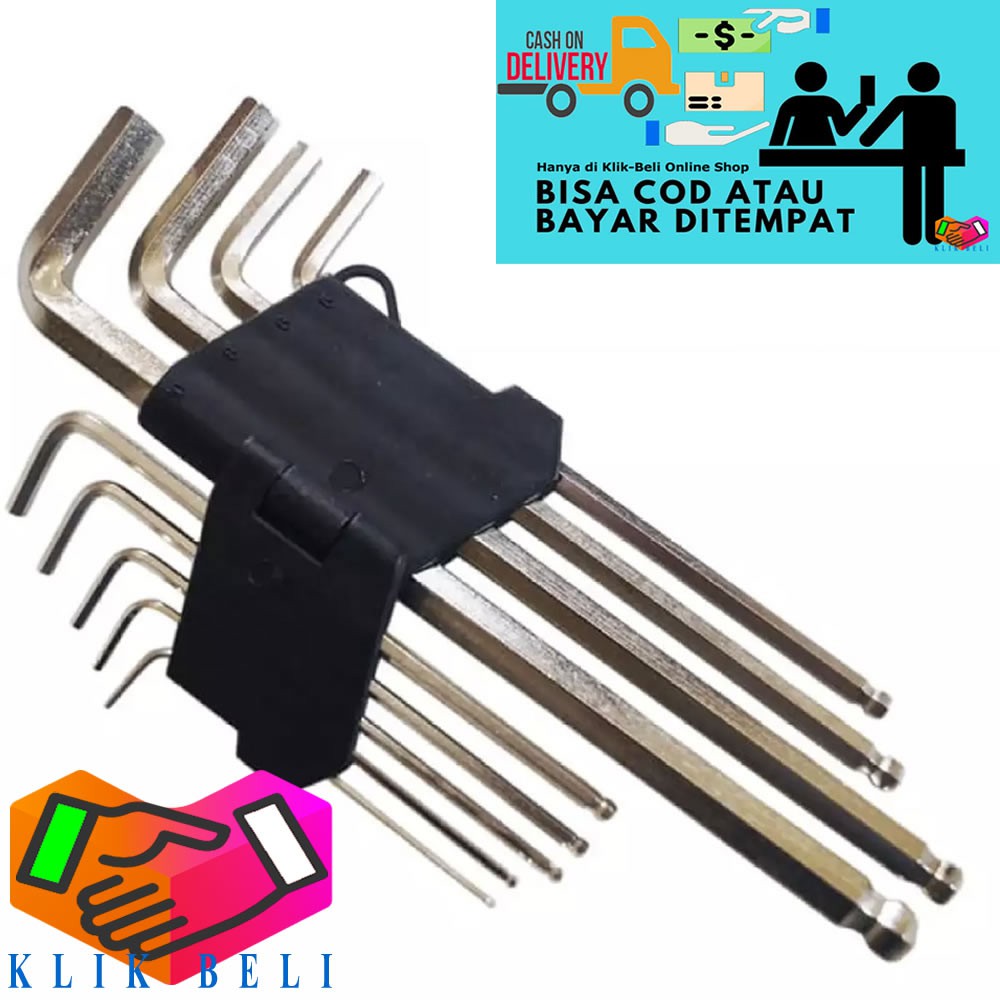 Jual Kunci L Set 9 Pcs Hex Key Piece Ball Point Huidi Tools Hexagon ...