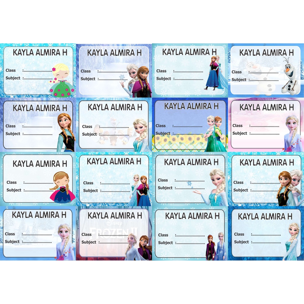 Jual Frozen Label stiker buku nama kelas mapel custom | Shopee Indonesia
