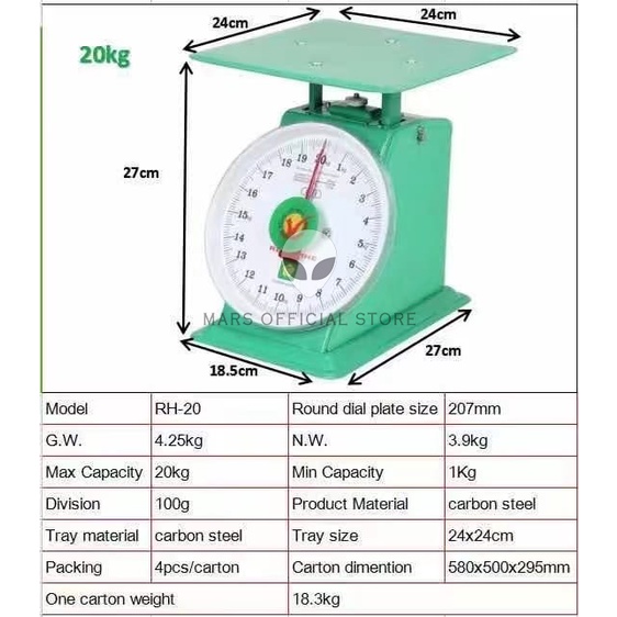 Jual RENKMHE Timbangan Manual Jarum Duduk 20 Kg 30 Kg 40 Kg 50 Kg ...