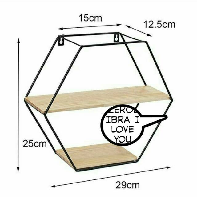 Jual Rak Dinding Besi Hiasan Pot dinding Hexagon Rak Pot Bunga Besi ...