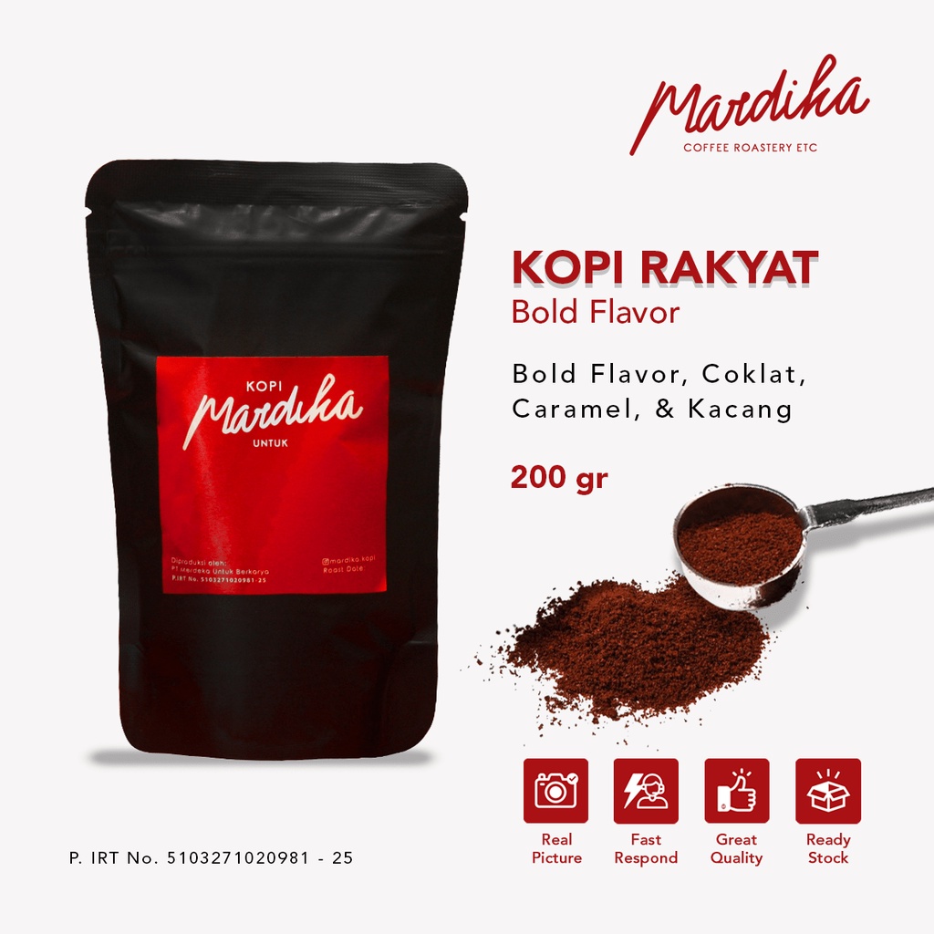 Jual Kopi Rakyat Robusta 200 Gram Original - Mardika Coffee Roastery ...
