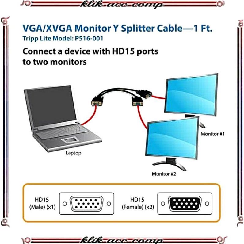 Jual Kabel vga cabang 2 (1 vga male to 2 vga female) splitter | Shopee Indonesia