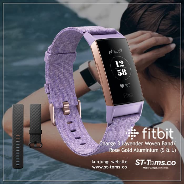 Jual Fitbit Charge 3 LAVENDER WOVEN BAND/ROSE GOLD ALUMINIUM (S & L ...