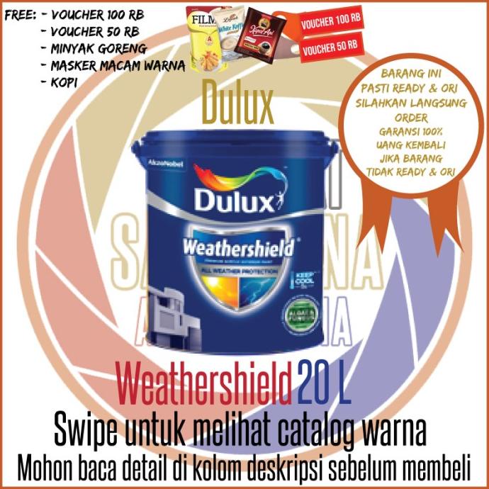 Jual Cat Tembok Dulux Weathershield Brilliant White 20 L Warna