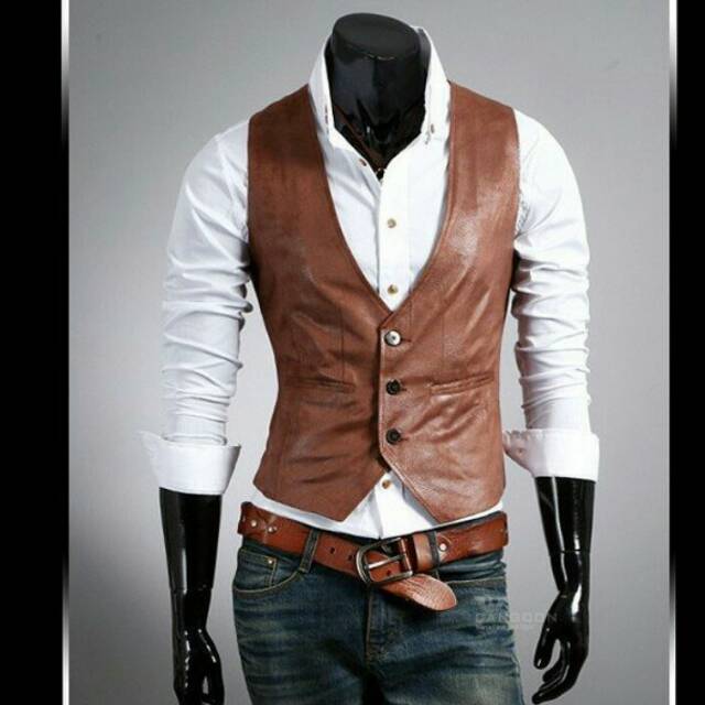 Jual Rompi semi kulit Pria / Vest Leather for man | Shopee Indonesia
