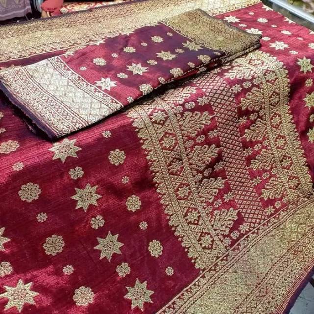 Jual Songket Sutra Asli Tenun Palembang Cantik Manis Sisik Naga ur ...