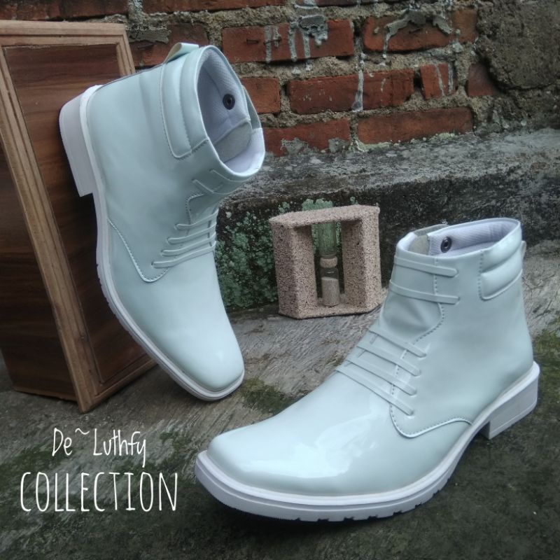 Jual Sepatu Dinas Pdh Putih Sepatu Pdh Zipper Sepatu Boot Pria Putih De ...