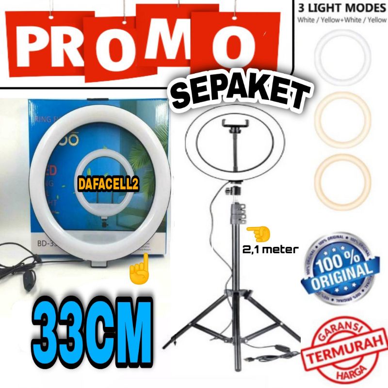 Jual RING LIGHT 33 CM JUMBO DAN TRIPOD 2,1 METER PAKET LENGKAP | Shopee ...