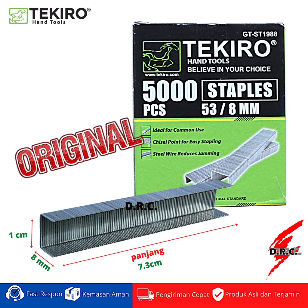 Jual Isi staples tembak 53/8 Tekiro isi gun tacker 8mm | Shopee Indonesia