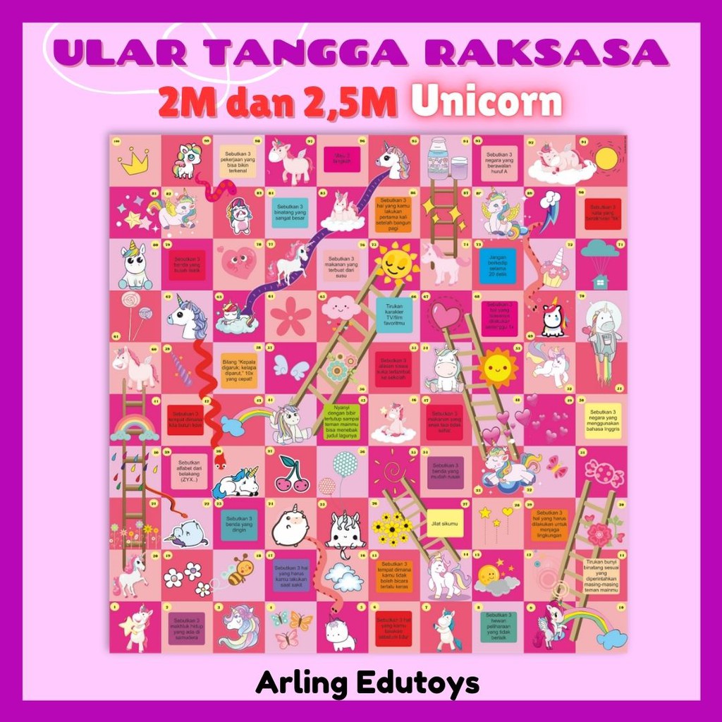Jual Ular Tangga Raksasa Jumbo Besar Pink Mainan Karpet Edukasi Anak ...