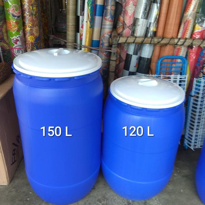 Jual Tong/Gentong Air150 Liter Biru Green Leaf + Tutup /Drum Air 150 ...