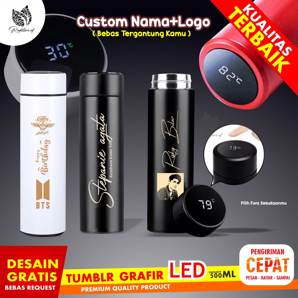 Jual TUMBLER LED CUSTOM TUMBLER NAMA FOTO LOGO MONITOR LED CUSTOM LOGO ...