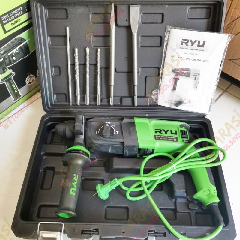 Jual mesin bor beton RYU RRH 26 mesin bor bobok bor tembok sds bor drill 26 mm bor hammer drill ...