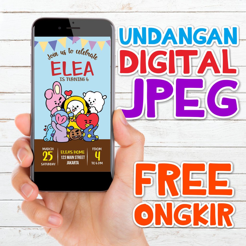 Jual Undangan Ulang Tahun Digital - BT21 - e invitation | Shopee Indonesia