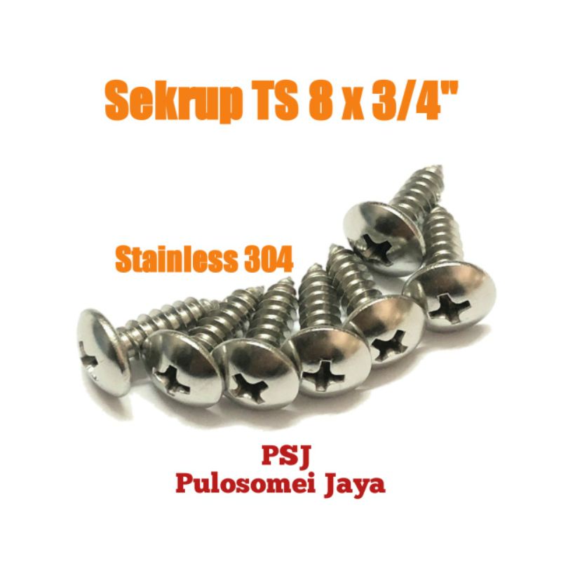 Jual Sekrup TS 8 x 3/4 / Sekrup TS Stainless 8 x 3/4 / Sekrup Payung SS ...