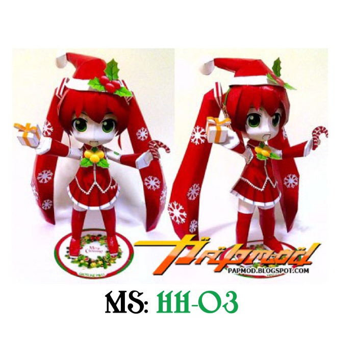 Jual Hatsune Miku Miku santa chibi papercraft | Shopee Indonesia