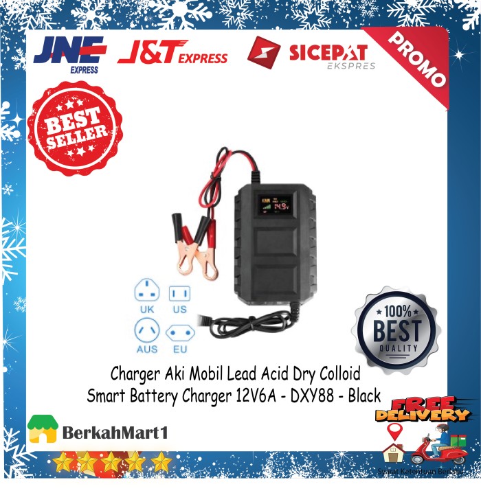 Jual Alat Cas Aki/Accu/ Sikeo Charger Aki Mobil Motor 12V 6A dengan LCD | Shopee Indonesia