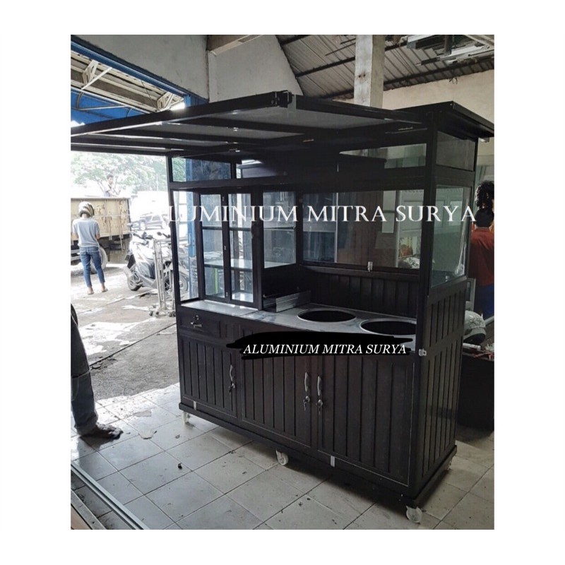 Jual Gerobak Dagang Jualan Display Booth Aluminium Kaca KUAT TEBAL ...