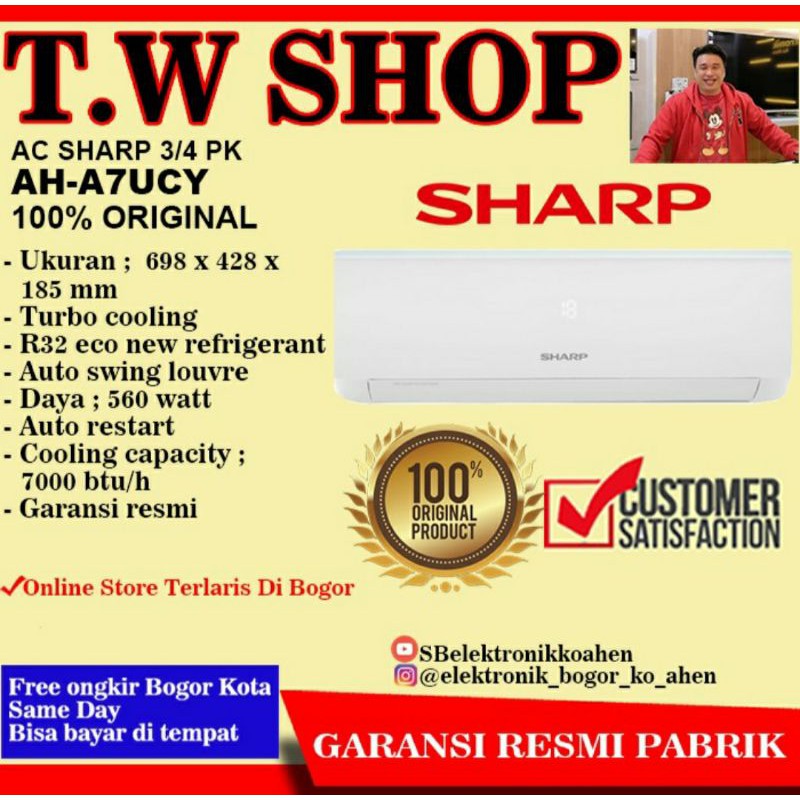 Jual AC Sharp AH-A7UCYN 3/4 PK STANDAR AC SPLIT ONLY UNIT LOW WATT | Shopee Indonesia
