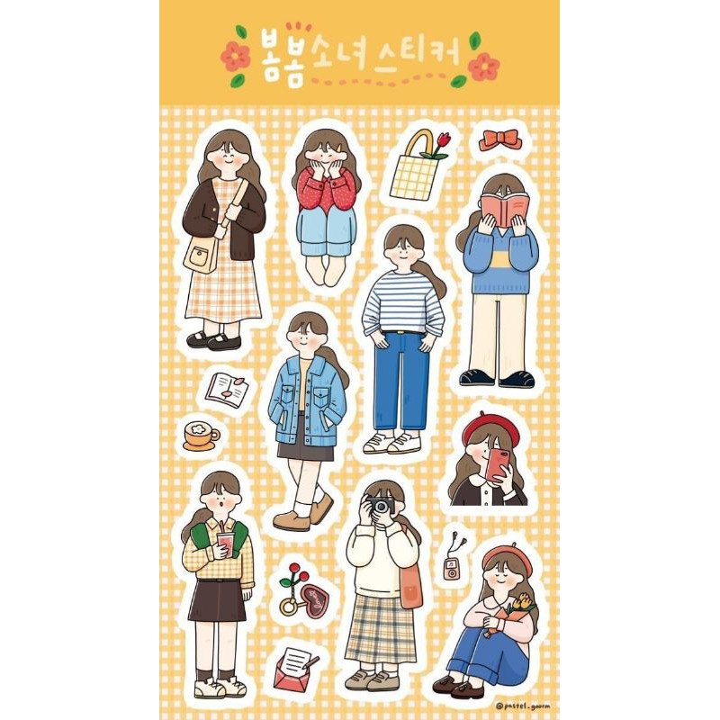 Jual korean girl sticker pack aesthetic journaling | Shopee Indonesia