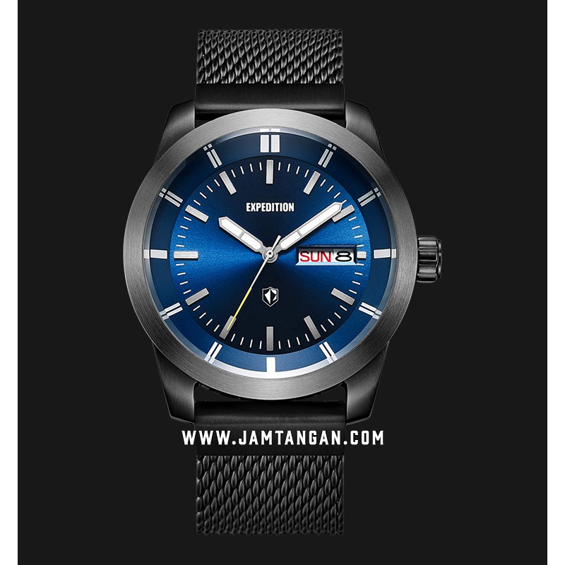 Jual Expedition E 6773 ME BEPLB Men Blue Dial Black Mesh Strap | Shopee ...