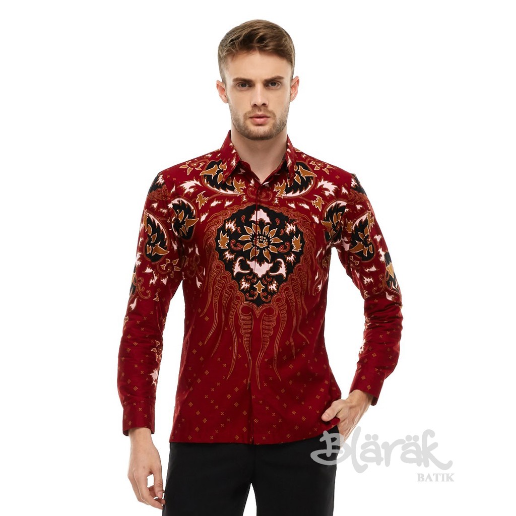 Jual BLARAK - Baju Batik Pria Seno Menggah Merah | Shopee Indonesia